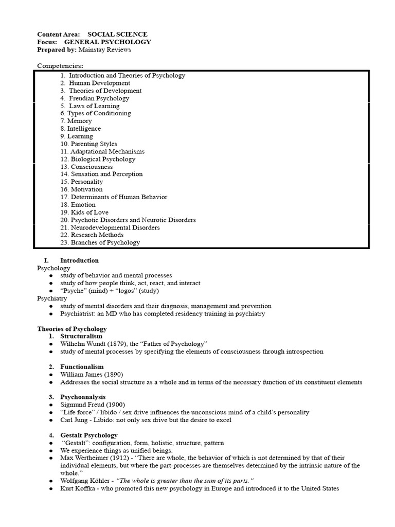 General Psychology Handouts.docx | PDF