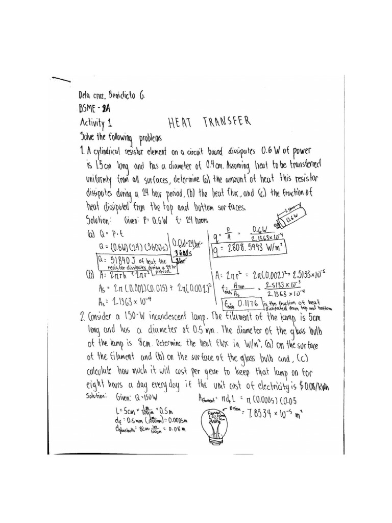 Heat Transfer Activity 1 | PDF