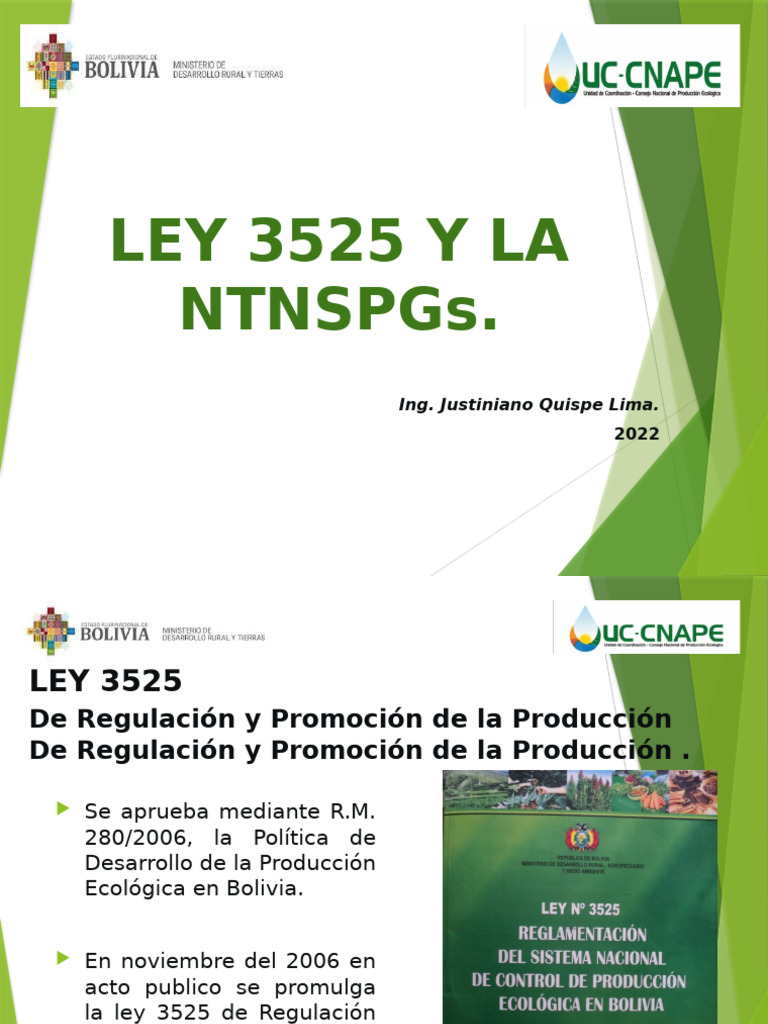 Ley 3525 y La Ntnspgs22 | PDF