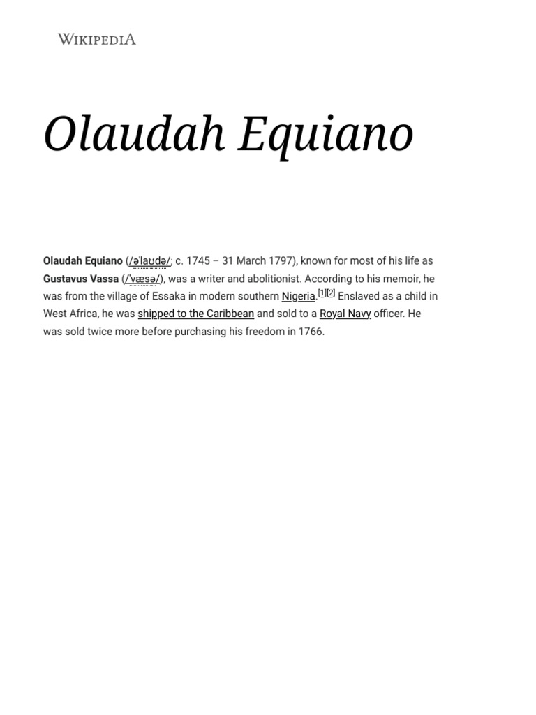 Olaudah Equiano - Wikipedia | PDF