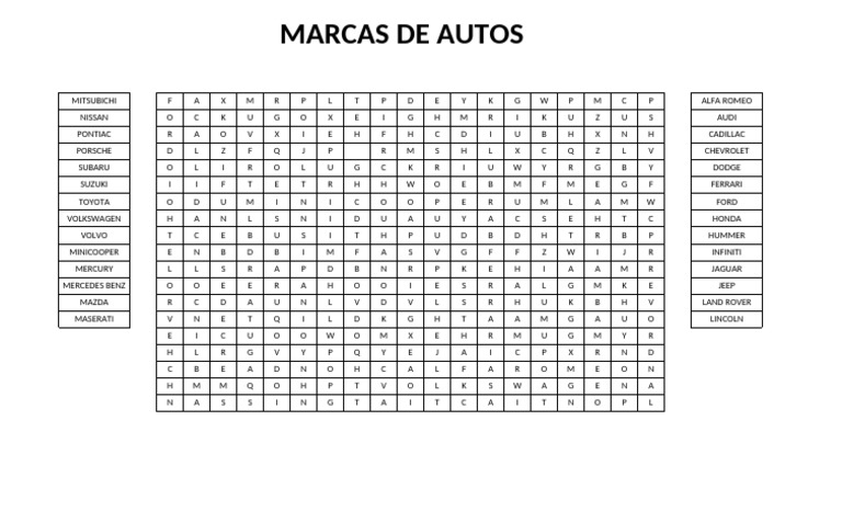 Sopa de Letras AUTOS | PDF