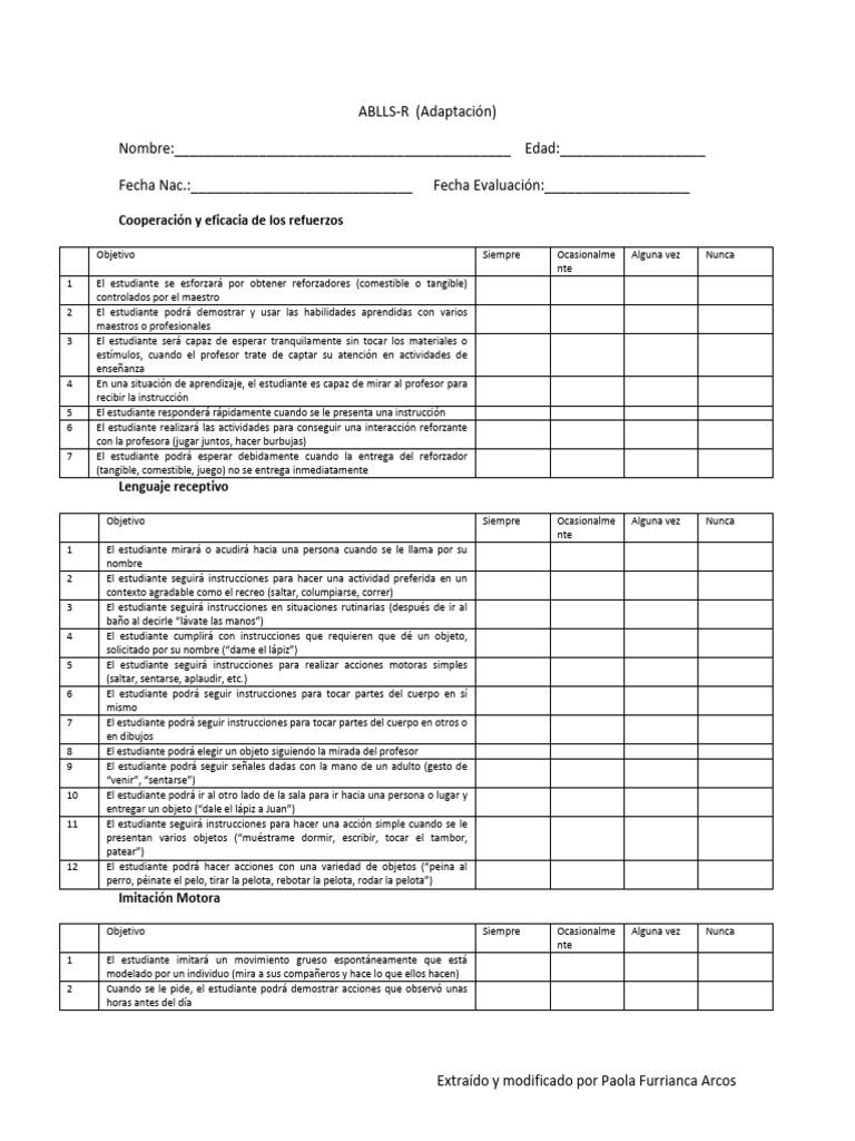 ABBLS extracto | PDF