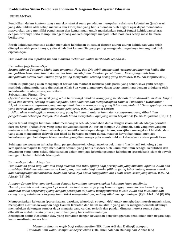 Problematika Sistem Pendidikan Indonesia | PDF