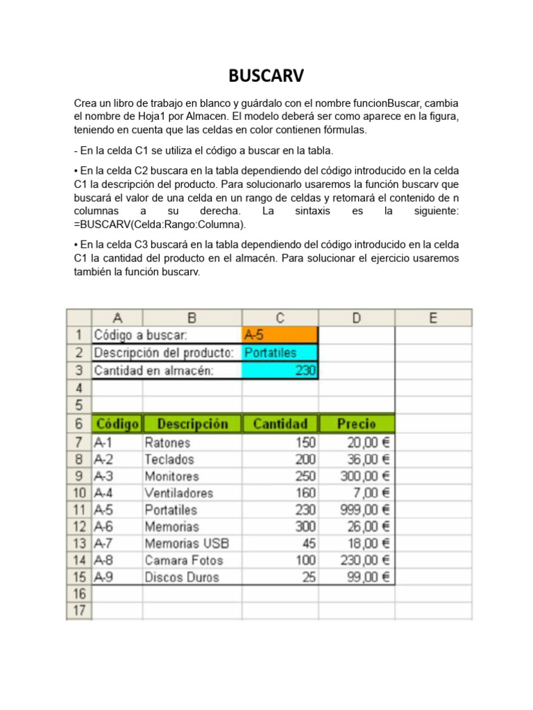 Ejercicio Buscarv | PDF