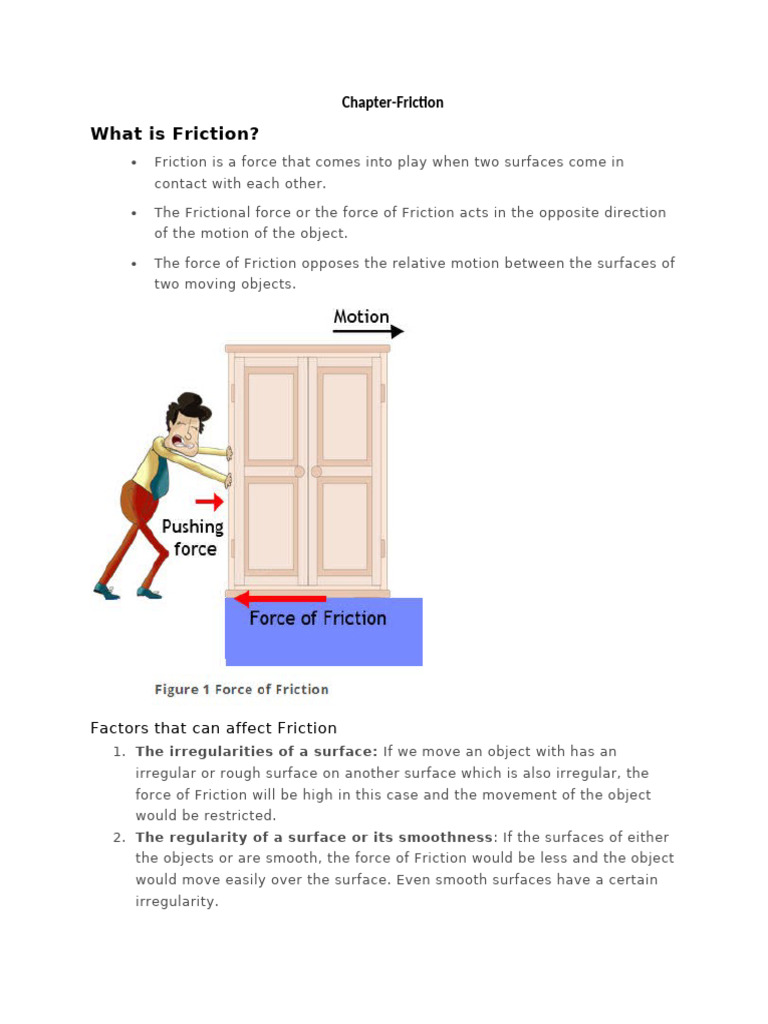 Chapter - FRICTION | PDF | Friction | Force