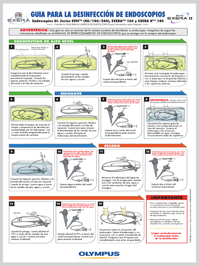 Guia para La Desinfeccion Manual de Endoscopios Olympus - Afiche | PDF