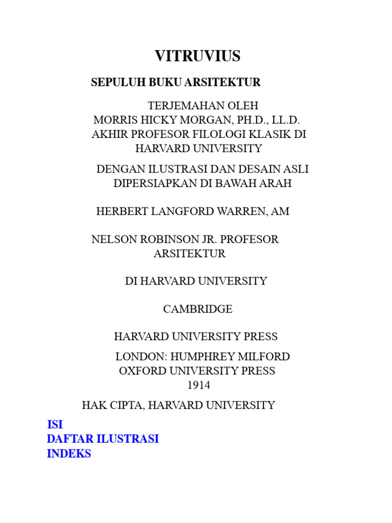 Vitruvius Sepuluh Buku Arsitektur | PDF