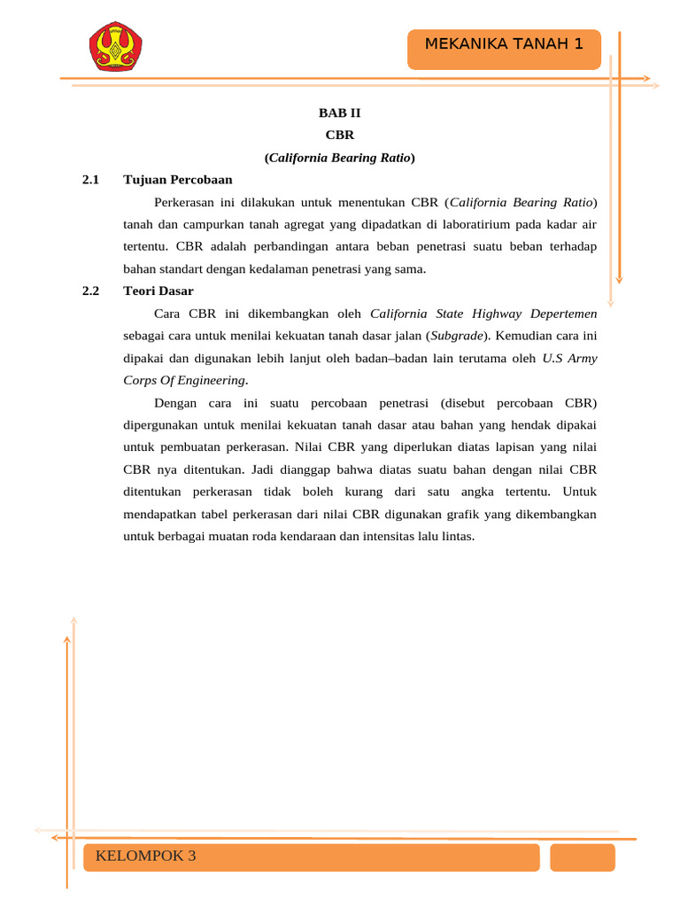 BAB 2 CBR KLP 3 | PDF
