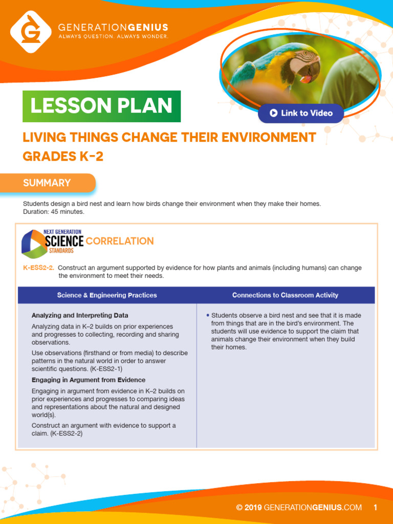 Animals Change Their Environment Lesson Plan GG | PDF