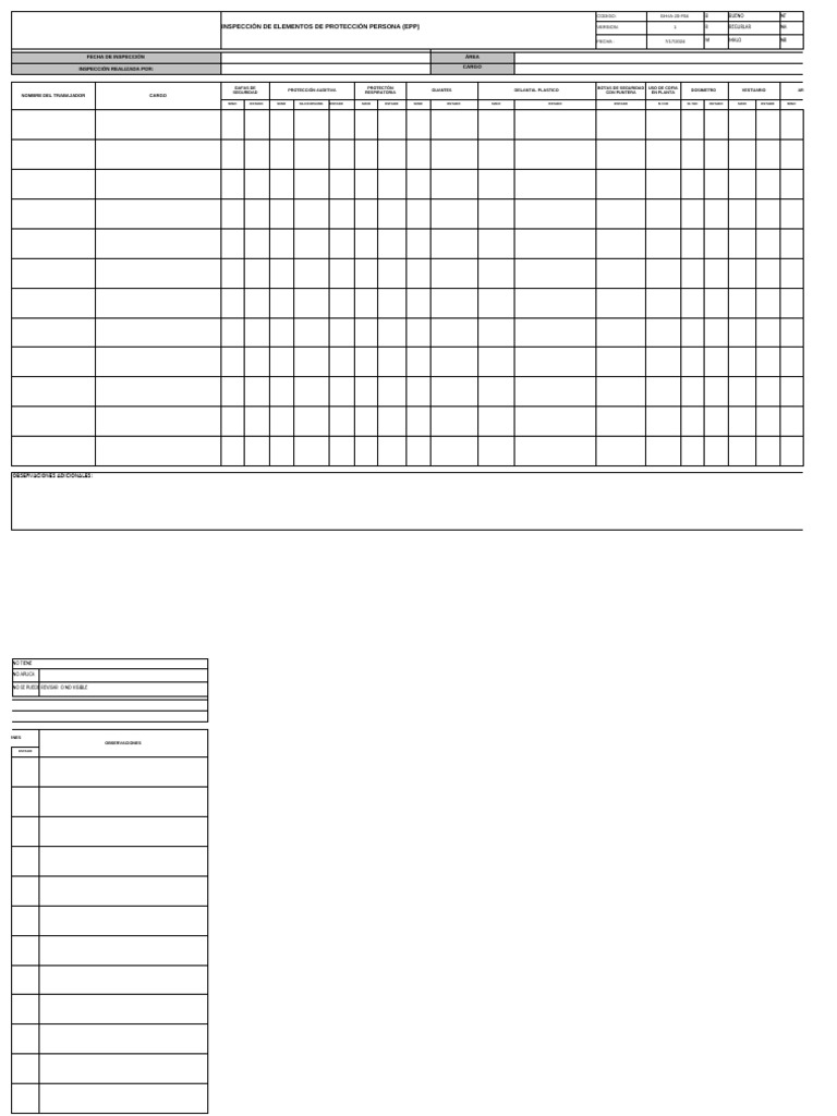Formato Inspeccion Epp | PDF