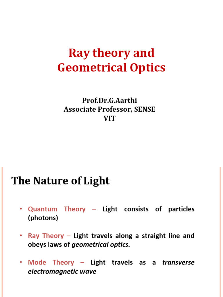 3-Ray Theory and Geometric Optics-25-07-2024 | PDF | Optical Fiber ...
