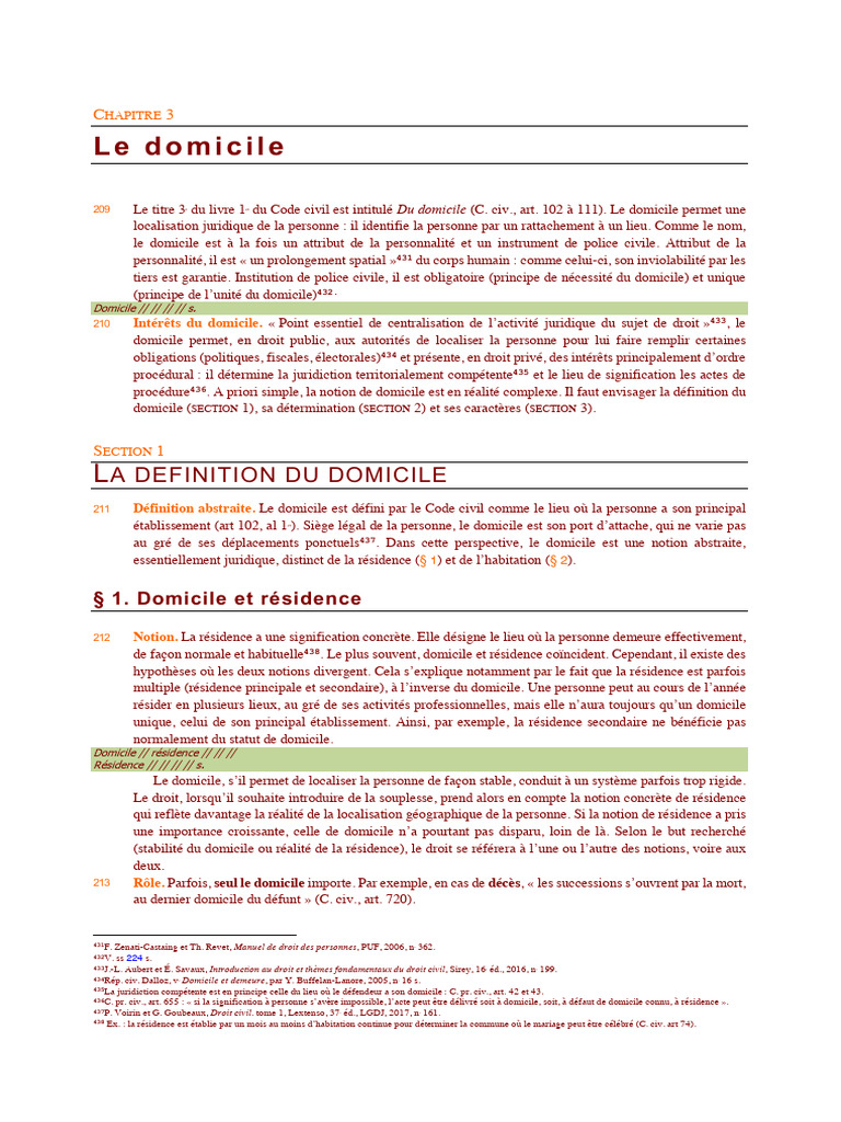 Chapitre 3 Le Domicile | PDF