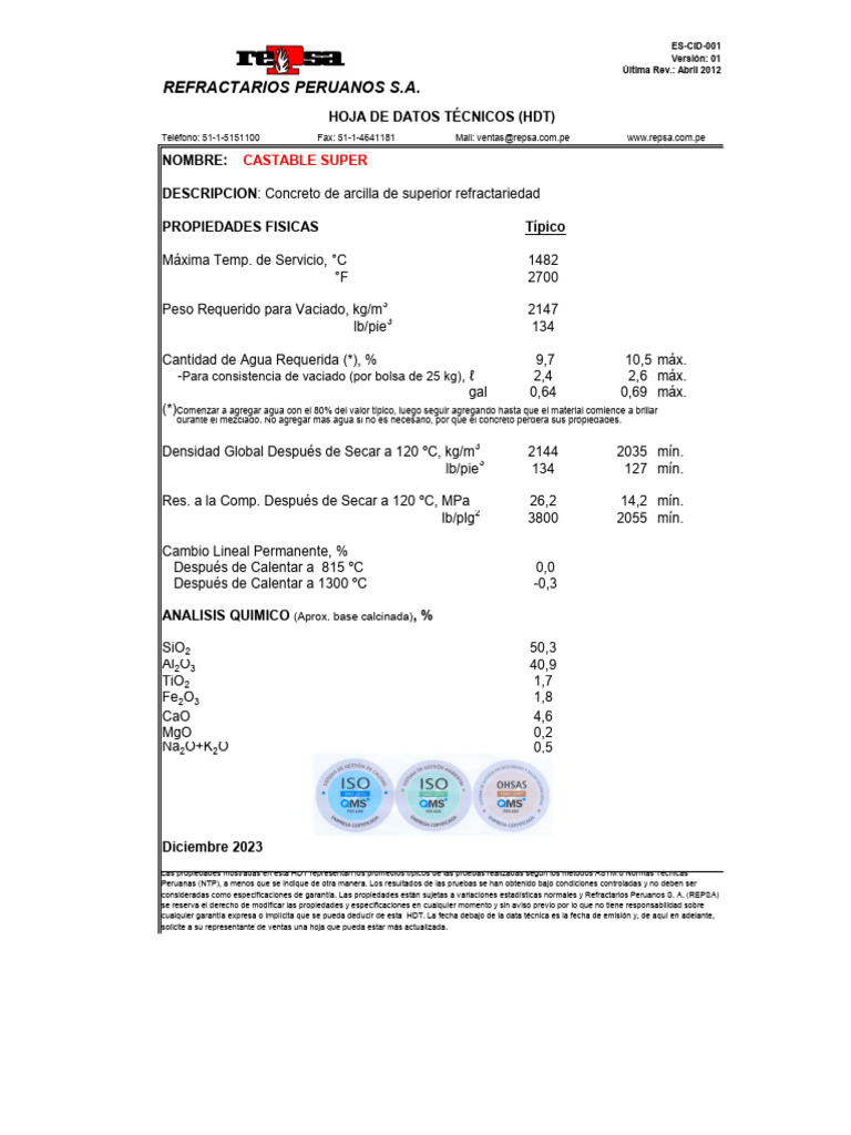 HDT Castable Super | PDF