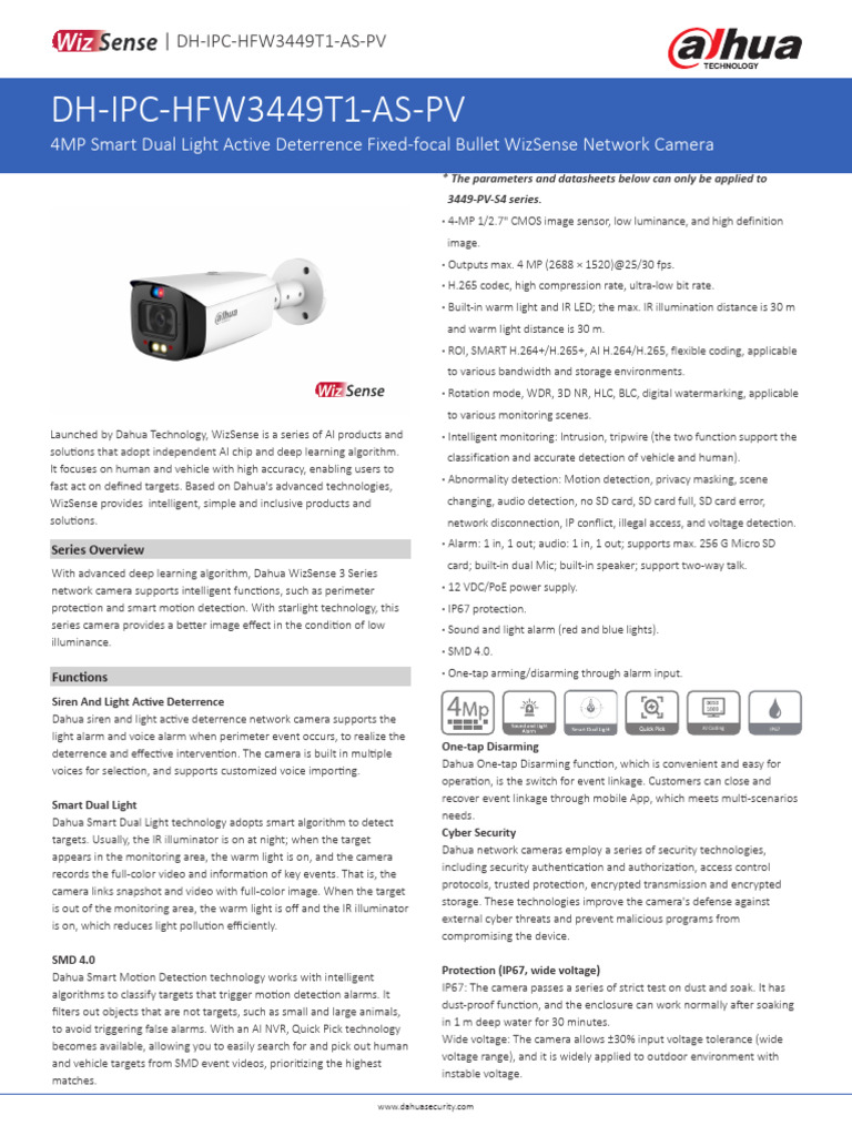 IPC-HFW3449T1-AS-PV S4 Datasheet 20230421 | PDF