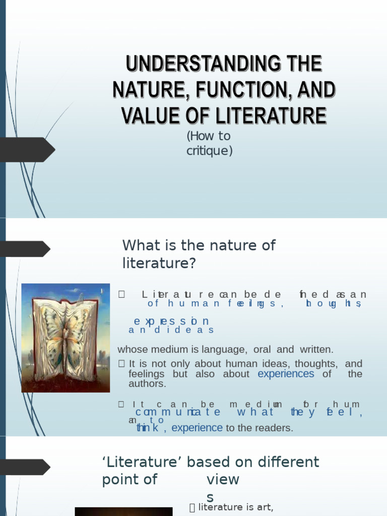 Lesson 1 Understanding The Nature Function and Value of Literature | PDF