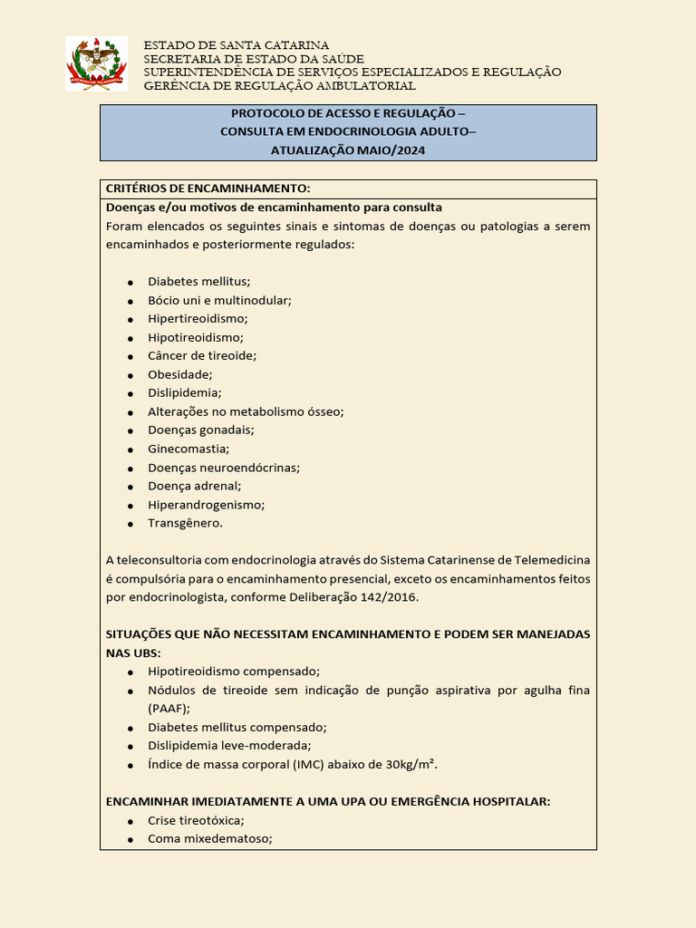 Protocolo de Encaminhamento SANTA CATARINA | PDF Protocolo de Encaminhamento SANTA CATARINA | PDF