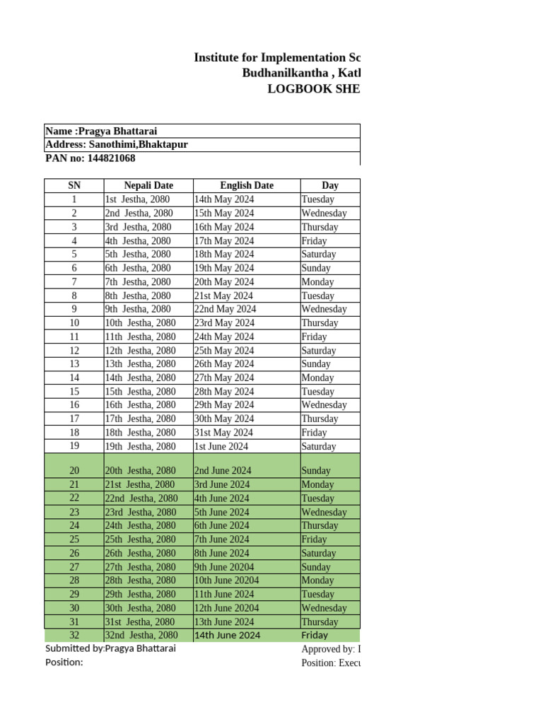 Logbook Internship (Asar) | PDF