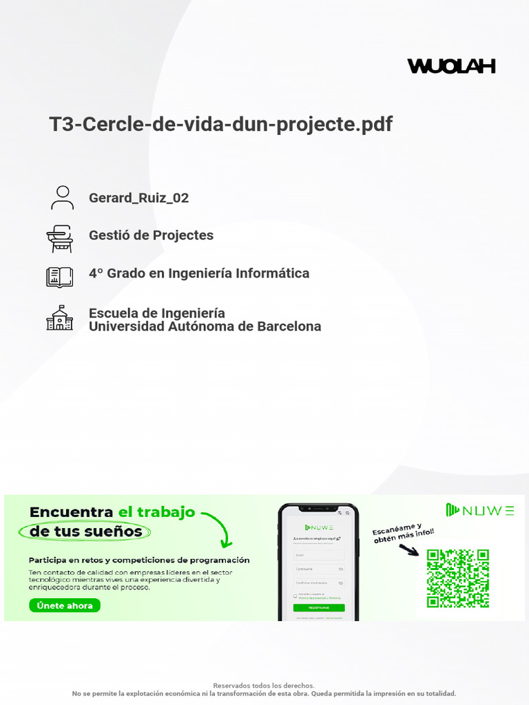 Wuolah Free T3 Cercle de Vida Dun Projecte | PDF