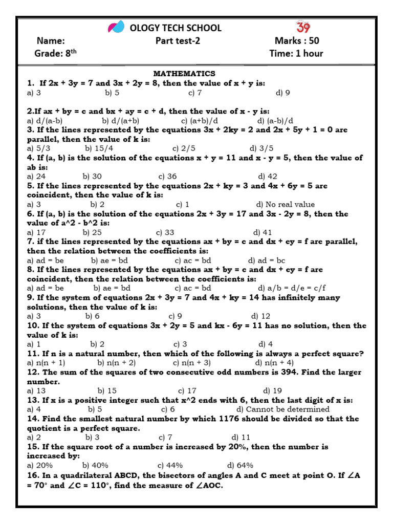 8th Part Test-2 | PDF | Bacteria