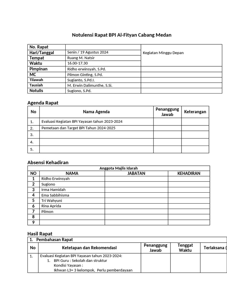 Rapat BPI Agustus 2024 | PDF