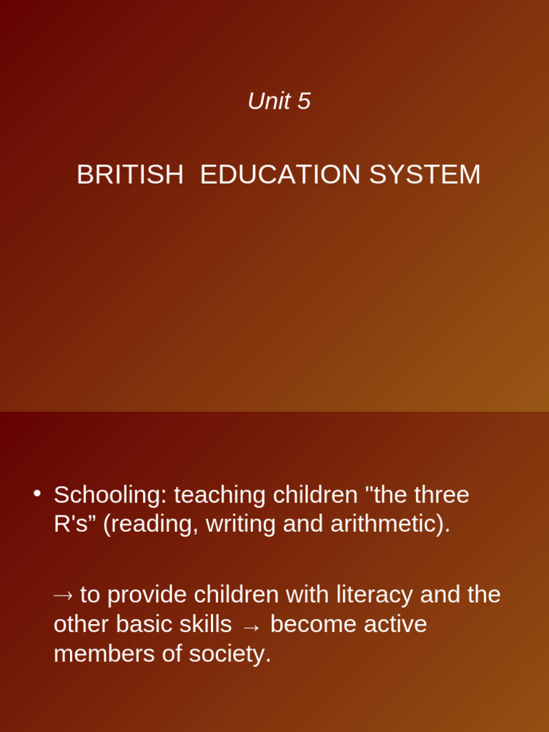 British Education System: Unit 5 | PDF