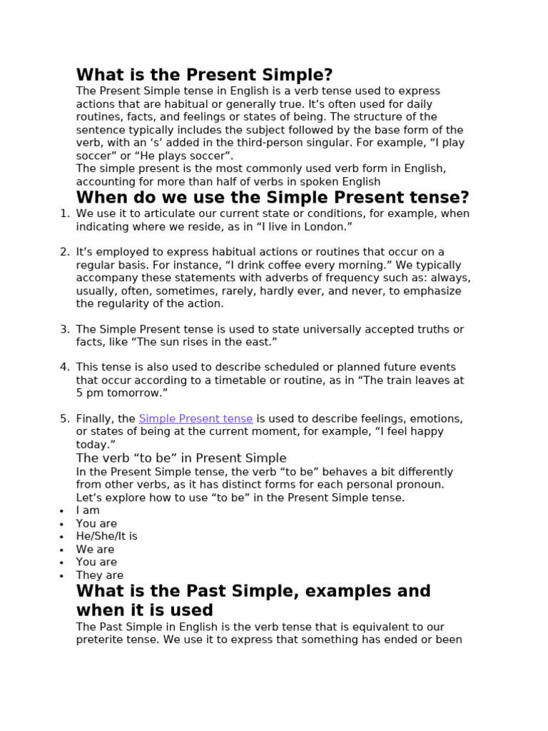 What Is The Present Simple | PDF | Grammatical Tense | Language Arts ...