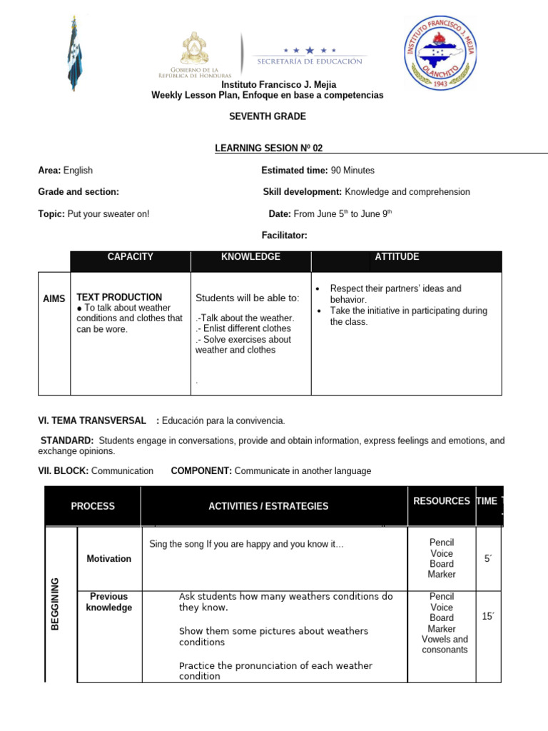 Plan de Clase 7mo 2da Semana | PDF