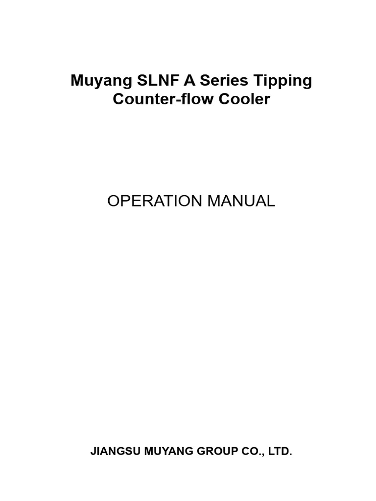 Manual Operation For COOLER SLNF | PDF