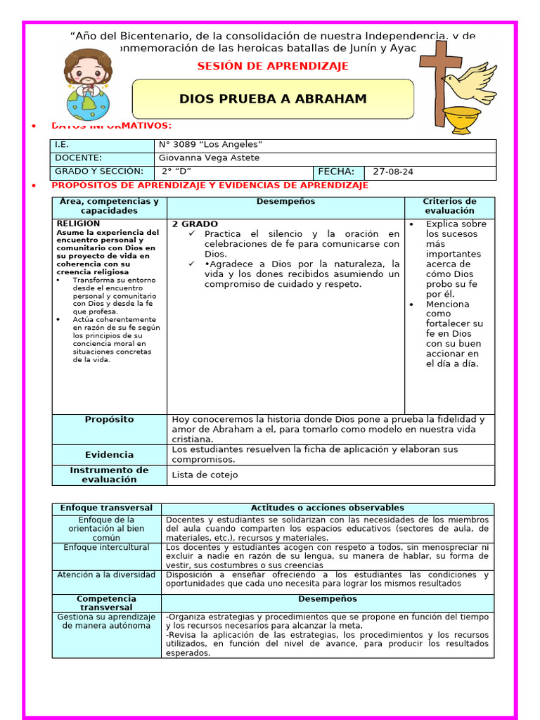 Copia de 2º U4 S1 SESION D2 RELIGION DIOS PRUEBA A ABRAHAM | PDF