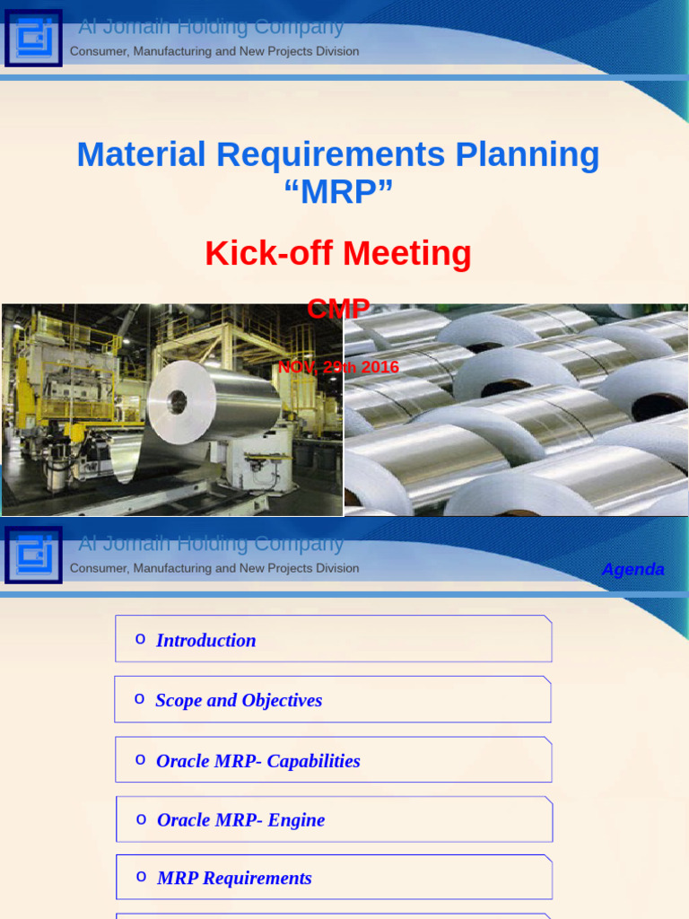 MRP-CMP KickOff Meeting | PDF