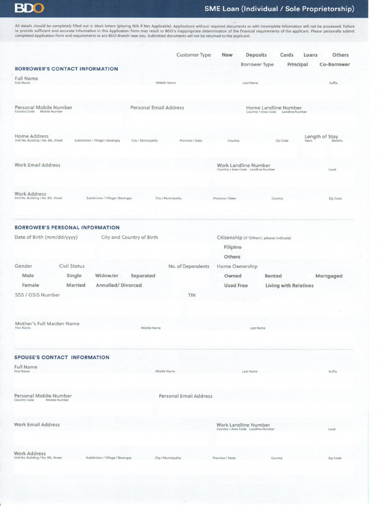 SME Application Form - Individual | PDF