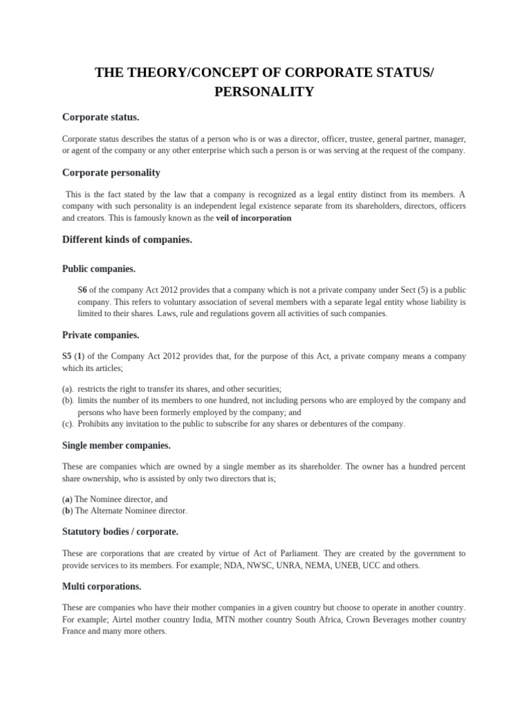 Corporate Status | PDF