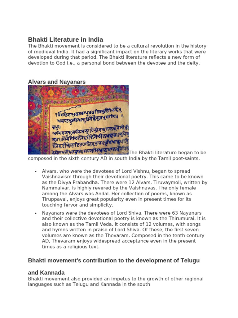 Bhakti Literature | PDF | Bhakti | Poetry