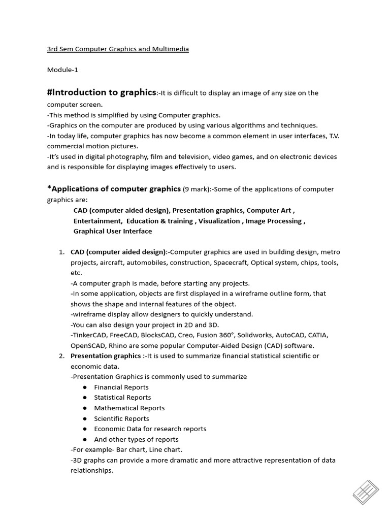 Computer Graphics and Multimedia Overview | PDF | Liquid Crystal ...