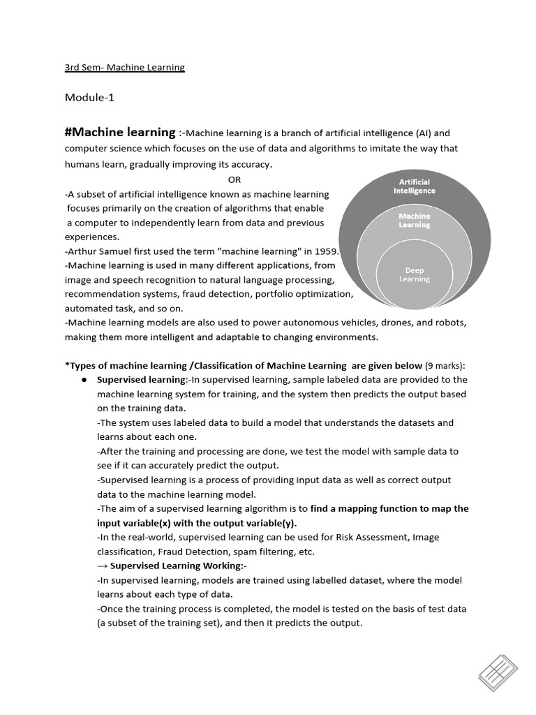 Machine Learning Module 1,2,3,4 | PDF