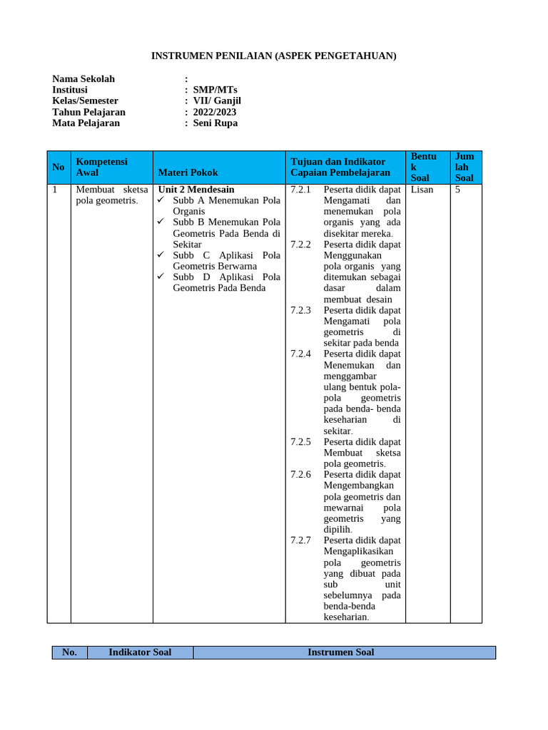 Instrumen Penilaian Tes Lisan | PDF