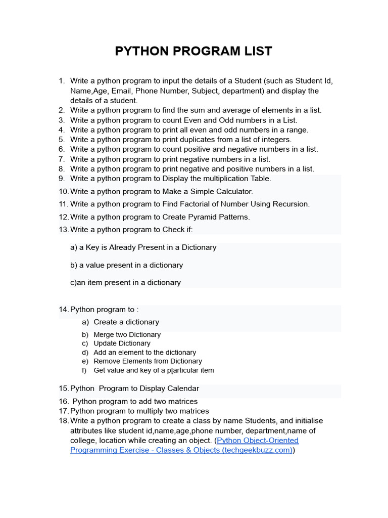 Python Program List | PDF