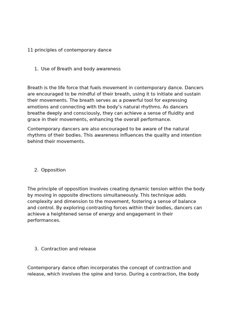 11 Principles of Contemporary Dance | PDF | Dances | Choreography