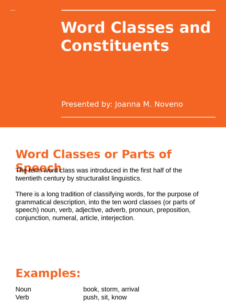 Word Classes and Constituents | PDF