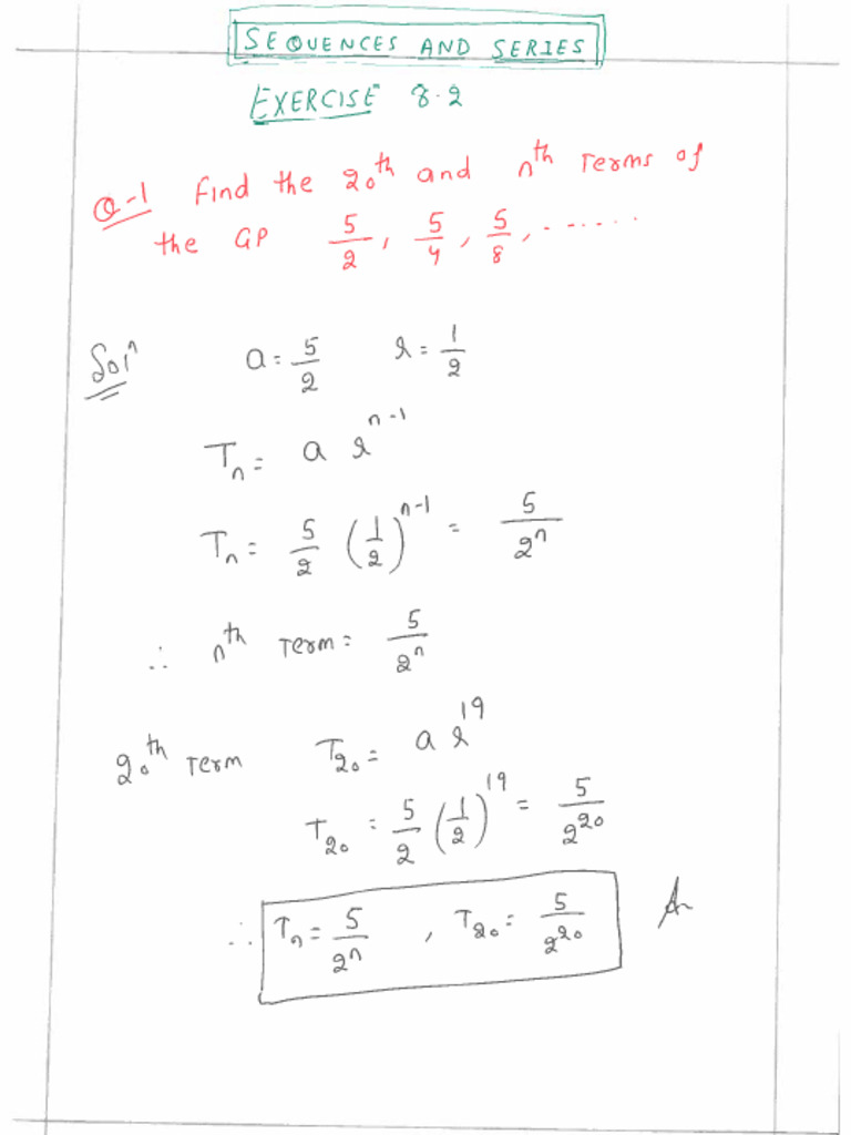 Sequences & Series Exercise 8.2 | PDF
