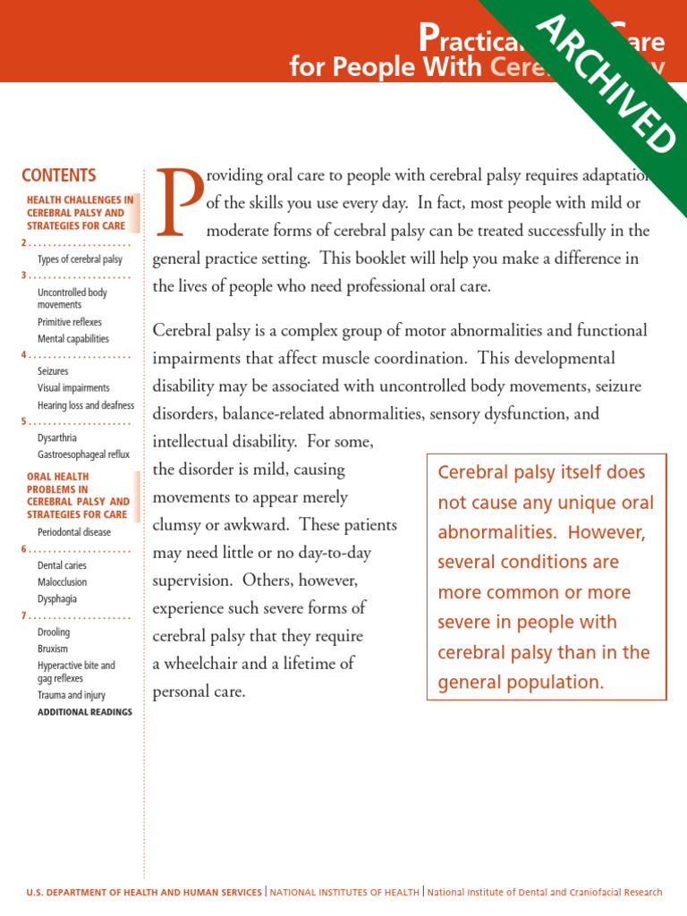 Practical Oral Care Cerebral Palsy | PDF