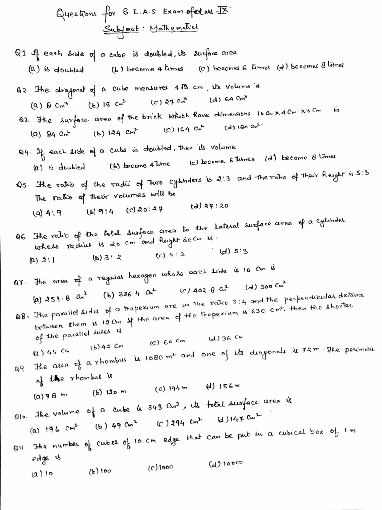 Seas-Exam (9-Class) | PDF