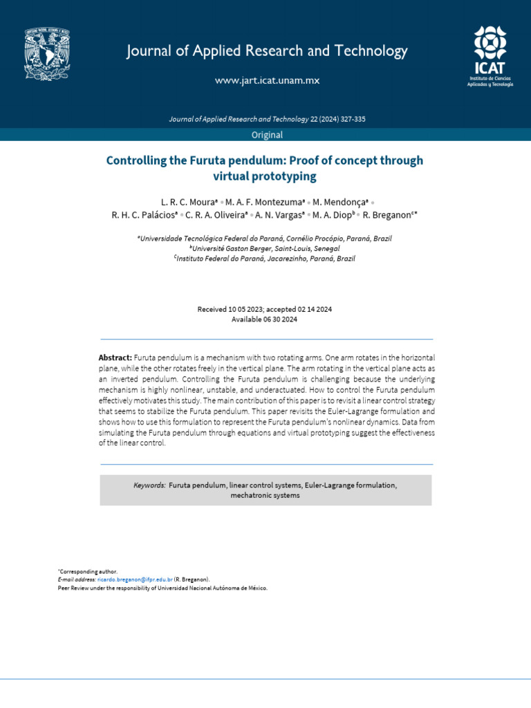 Controlling The Furutapendulum Proof of Concept Through Virtual Prototyping | PDF
