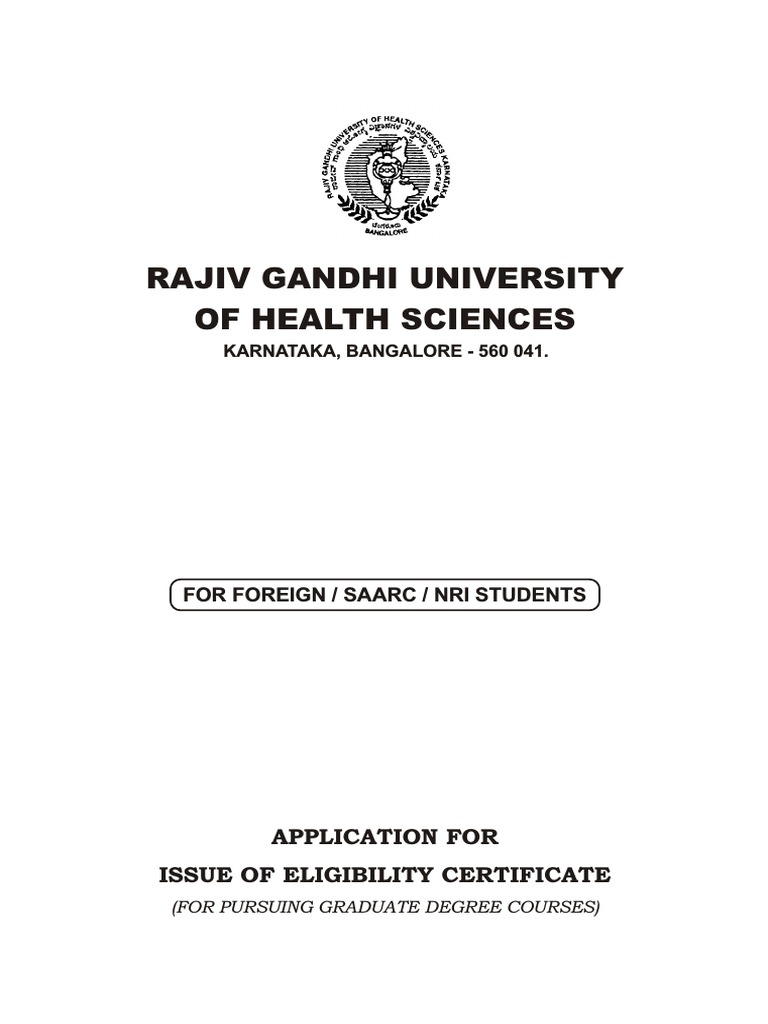 Rajiv Gandhi University of Health Sciences: Application For Issue of ...