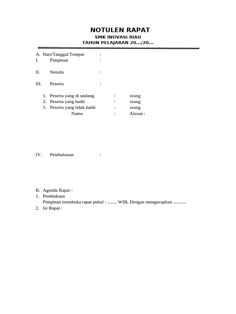Notulen Rapat | PDF