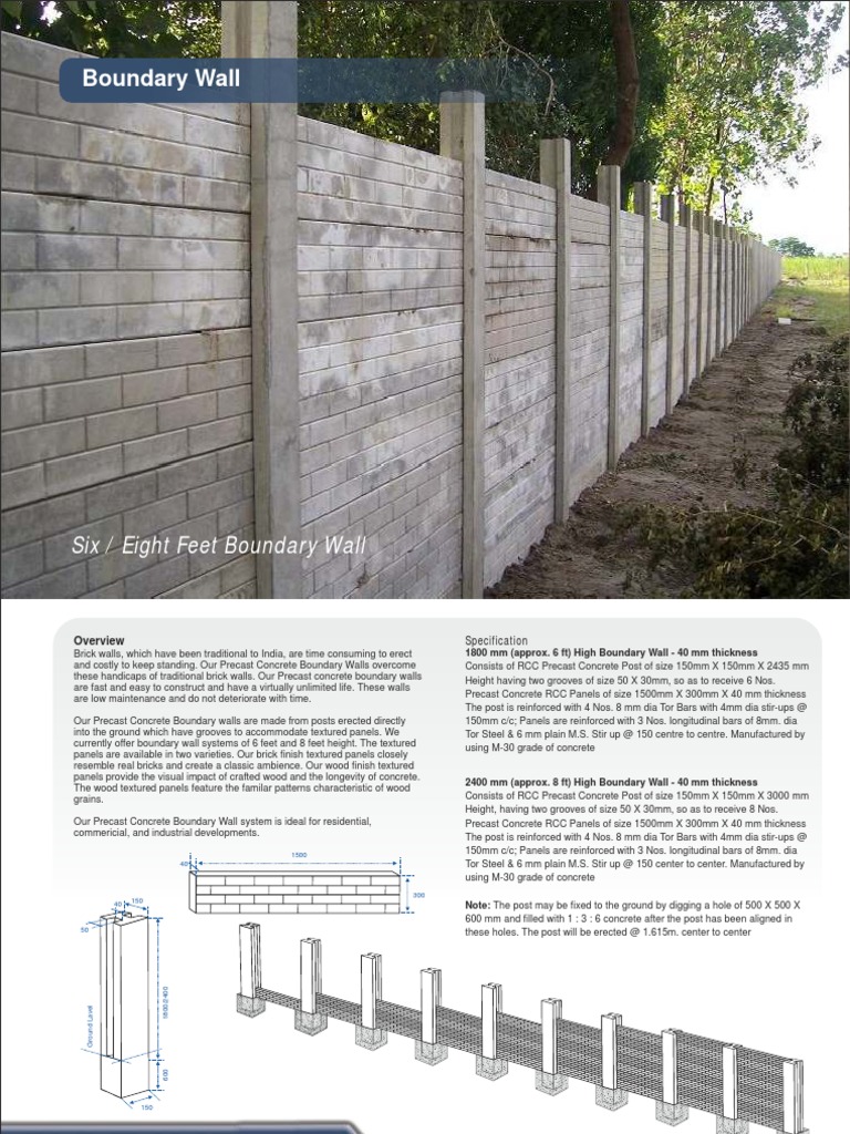Precast Concrete Boundary Walls Guide | PDF | Precast Concrete ...