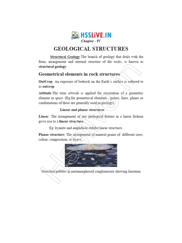 Hsslive Xii Geology Chapter 4 Geological Structures | PDF