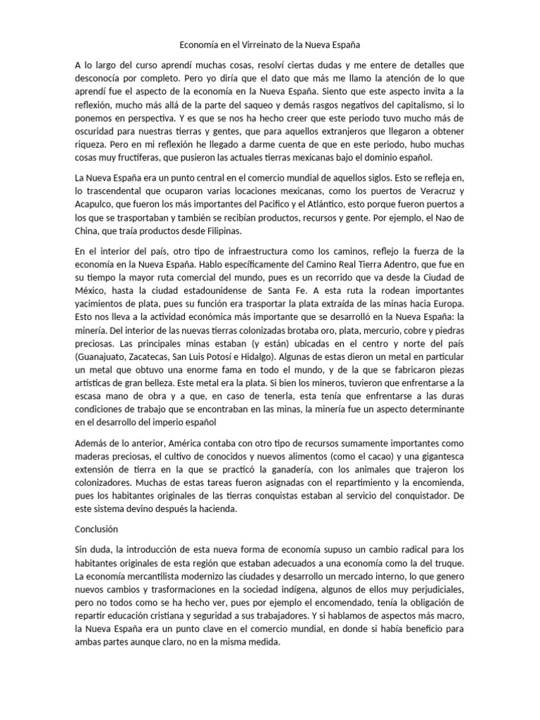 Economía en El Virreinato de La Nueva España | PDF
