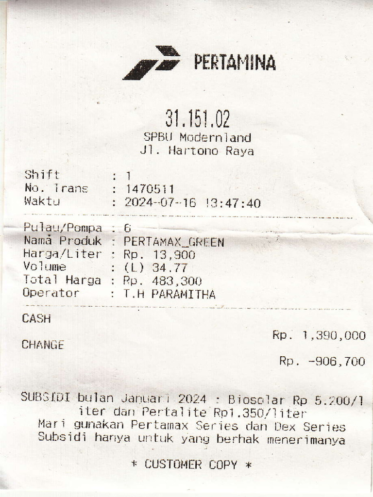 Struk Bensin 1 | PDF