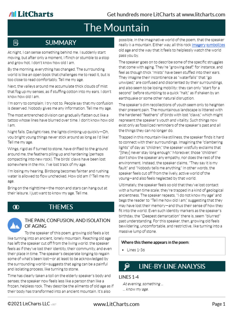 LitCharts The Mountain | PDF